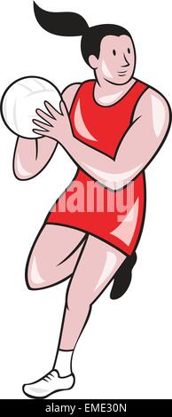 illustration of a netball player jumping and rebounding for ball set ...