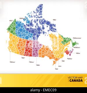 Abstract vector color map of Canada country coloured by national flag ...