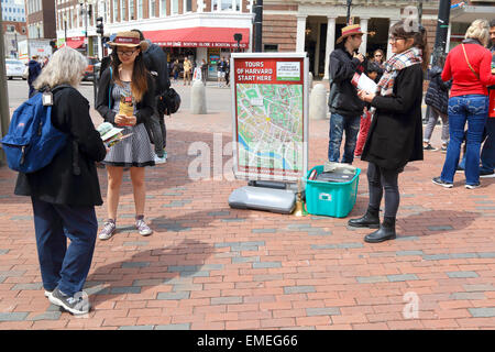 Harvard University tourists meet with tour guides in Cambridge ...