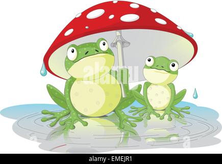 cute family frogs animals cartoon vector illustration Stock Vector ...