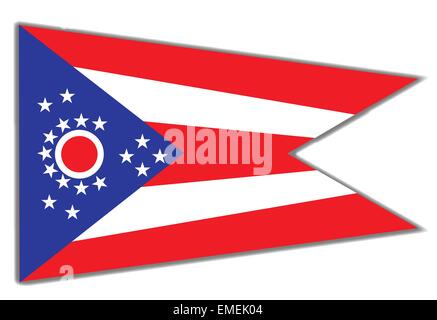 Ohio with USA flag, Ohio flag, black silhouette and black outline ...