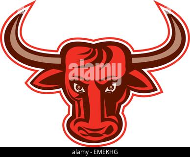 Illustration of an angry raging bull facing front snorting done in ...