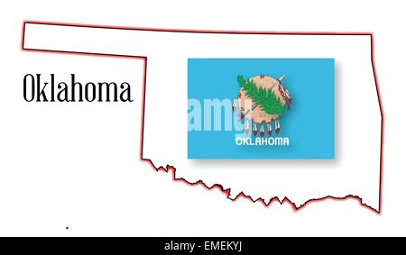 Map of the State of Oklahoma and American flag illustration. America ...