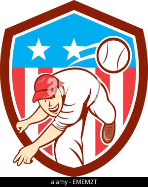 Baseball Pitcher Outfielder Throwing Ball Cartoon Stock Vector Image ...