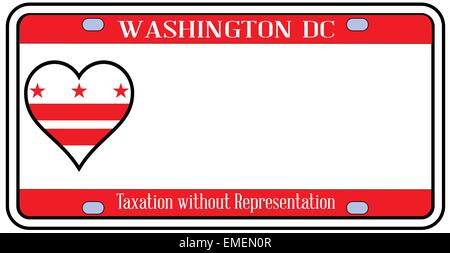 Blank Washington DC state license plate in the colors of the state flag ...