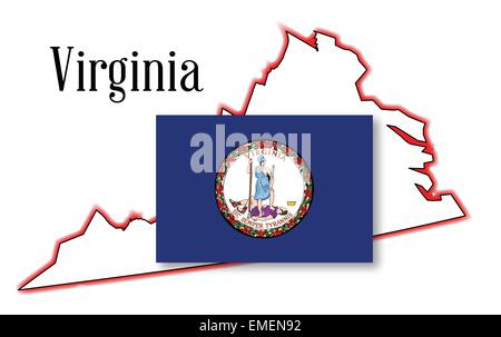 Virginia Map on American Flag. VA, USA State Map on US Flag. EPS Vector ...