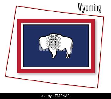 Wyoming Map on American Flag. WY, USA State Map on US Flag. EPS Vector ...