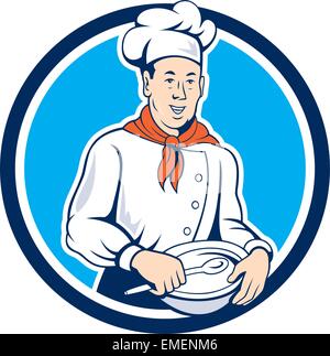 Chef Cook Holding Spoon Bowl Shield Cartoon Stock Vector Image & Art ...