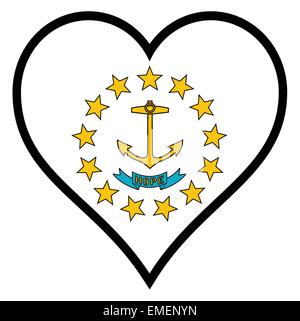 Rhode Island USA Heart Flag. RI US Love Shape State Flag. Ocean State ...