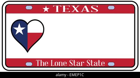 Blank Texas state license plate in the colors of the state flag with ...