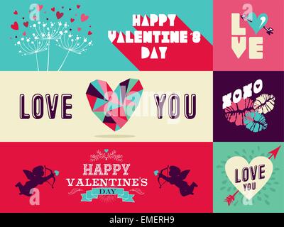 Happy Valentine's Day web banner illustration. Cute heart shape ...