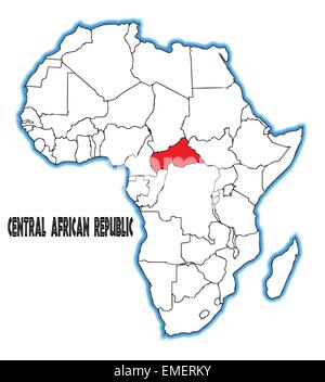 Central African Republic map outline vector illustration Stock Vector ...