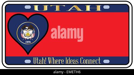 Utah license number plate. Vector usa car plate retro sign, american ...