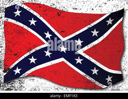 Vector Illustration of a waving Rebel flag. All elements neatly ...