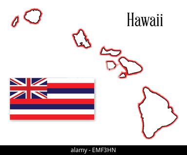 Hawaii Map Flag. Map Hawaii with the Hawaiian state flag isolated on ...