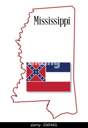 Mississippi US state map outline dotted border. Vector illustration ...