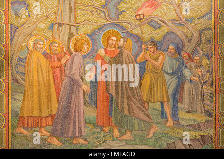 Judas kiss, Jesus in the Garden of Gethsemane, altarpiece in church of ...
