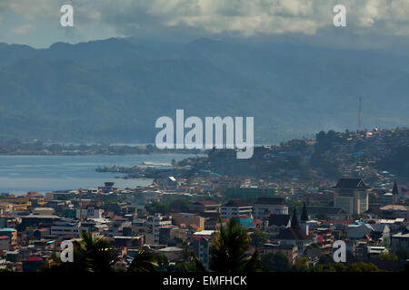 Bay of Ambon and part of Ambon City are seen from Karangpanjang hill in ...
