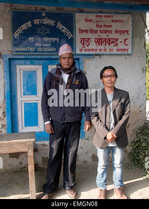 Secondary School Head Teacher and Teacher Lukla Nepal Asia Stock Photo ...