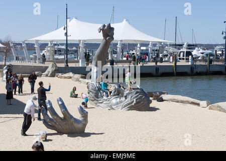 A giant sculpture "The Awakening" at National Harbor near Washington DC ...