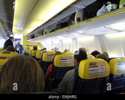 Ryanair Boeing 737-800 interior view with passengers, shallow DOF Stock ...