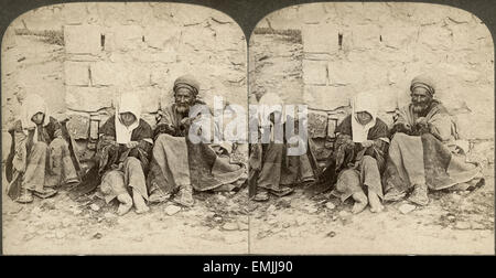 Unclean! Unclean! Wretched lepers outside of Jerusalem, Palestine ...