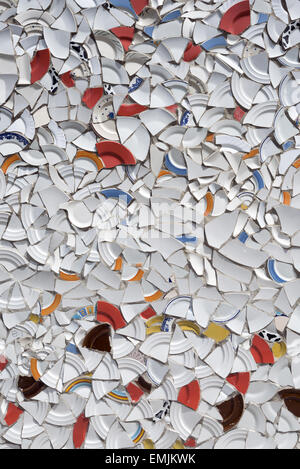 Wall mosaic made from broken plates Stock Photo - Alamy