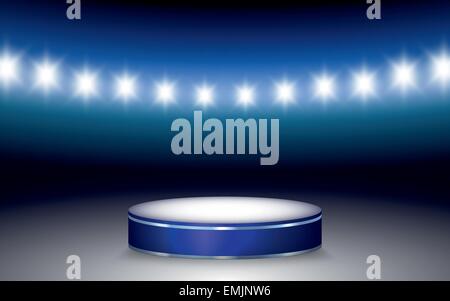 The ramp of the podium, pedestal or platform is illuminated by ...