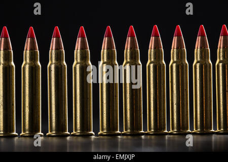 Cartridges ranked with red tip Stock Photo - Alamy