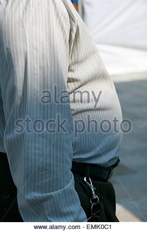 Man with large belly. Obese male outdoor. Serious problem with Stock ...
