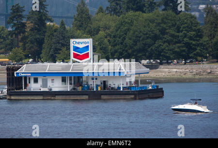 Chevron gas station floating in the harbor, Vancouver, British Columbia ...