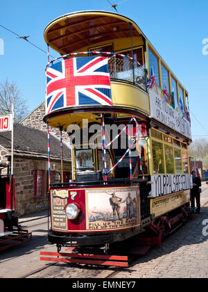 Various Trams at the Crich Tram Museum, Crich, Matlock, Derbyshire, UK ...