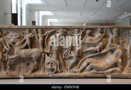 Sarcophagus. Myth of Endymion. Roman. 2nd c.AD. Selene, alights from ...