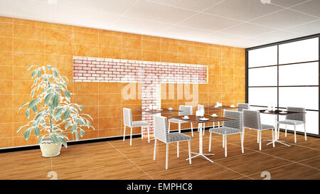 Interior rendering of a bar with textures Stock Photo - Alamy
