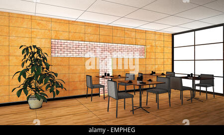 Interior rendering of a bar with textures Stock Photo - Alamy
