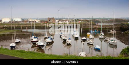 UK, Cumbria, Workington, leisure boats moored in historic old harbour ...