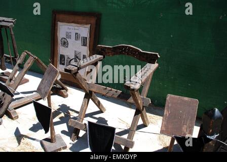 Medieval torture chair with spikes at the Medieval market, Barbate ...
