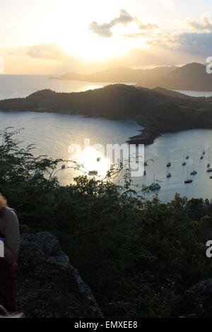A view of Nelson's Dockyard from the mountains of Antigua Stock Photo ...