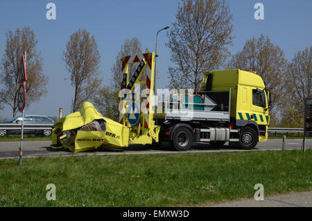 impact protection vehicle for roadworks after collision Stock Photo - Alamy