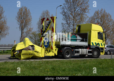 impact protection vehicle for roadworks after collision Stock Photo - Alamy