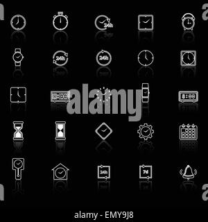 Time icons with reflect on black background, stock vector Stock Vector ...