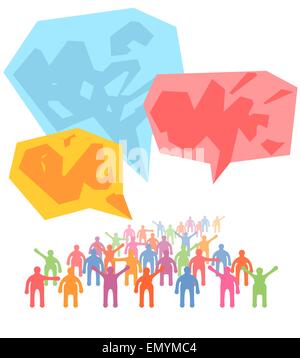 people crowd men women standing together cartoon characters portraits ...