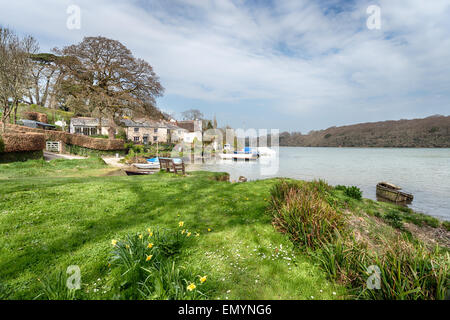 The hamlet of St.Clement on the Tresillian river near Truro in Cornwall ...