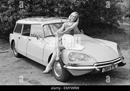 Reveille model Jan Burdette seen here posing with a Citroen DS car ...