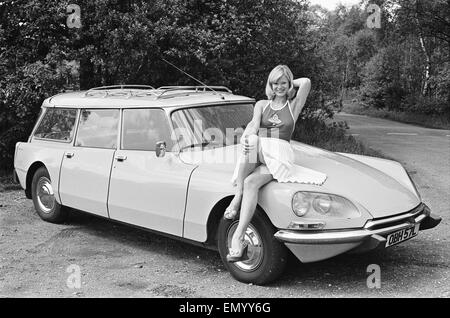 Reveille model Jan Burdette seen here posing with a Citroen DS car ...