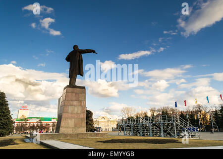 A statue of Lenin pointing towards Russia was moved from the square to ...