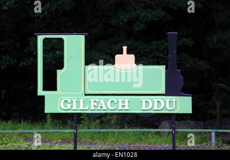 Sign for Llanberis Lake Railway station Stock Photo - Alamy