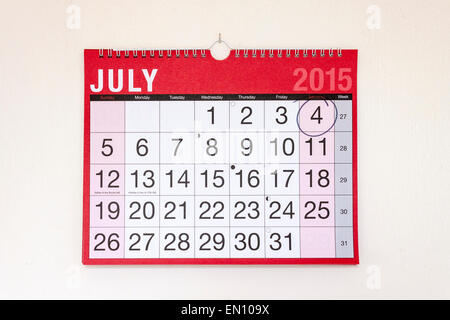 4th of July calendar. Independence day reminder concept. Wooden ...