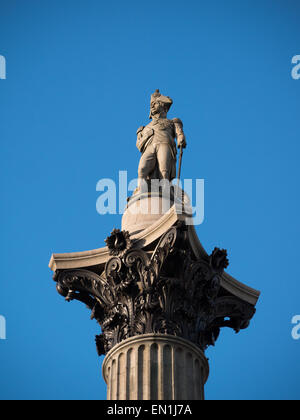 Nelson statue atop column at Trafalgar Square, iconic landmark in ...