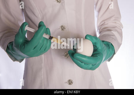 Scientist in laboratory injecting white rabbit Stock Photo - Alamy